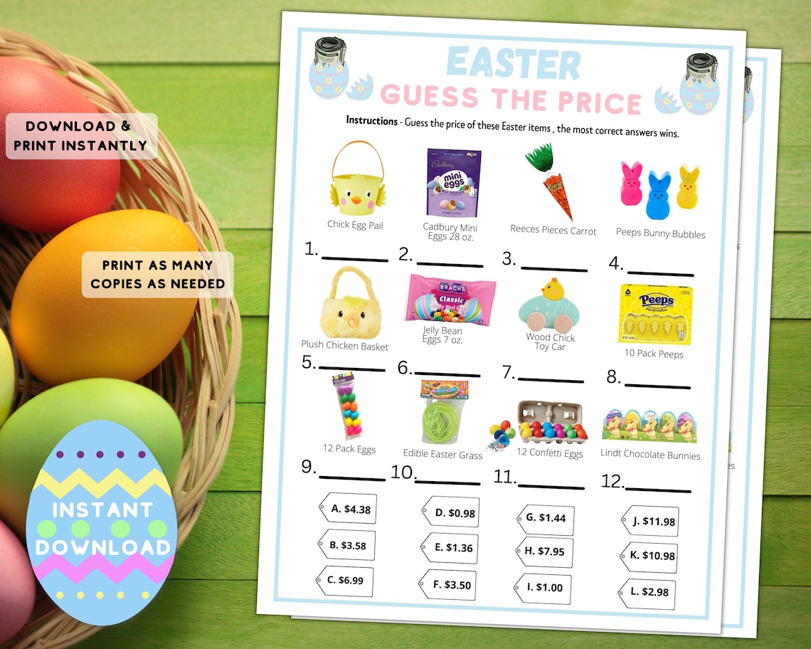 Printable Easter Price is Right Game | Fun Family Idea | Kids Adults ...