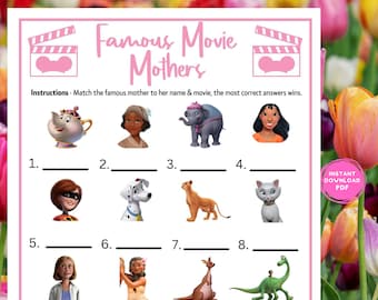 Mothers Day Games, Famous TV Moms Match up Trivia Game, Printable ...