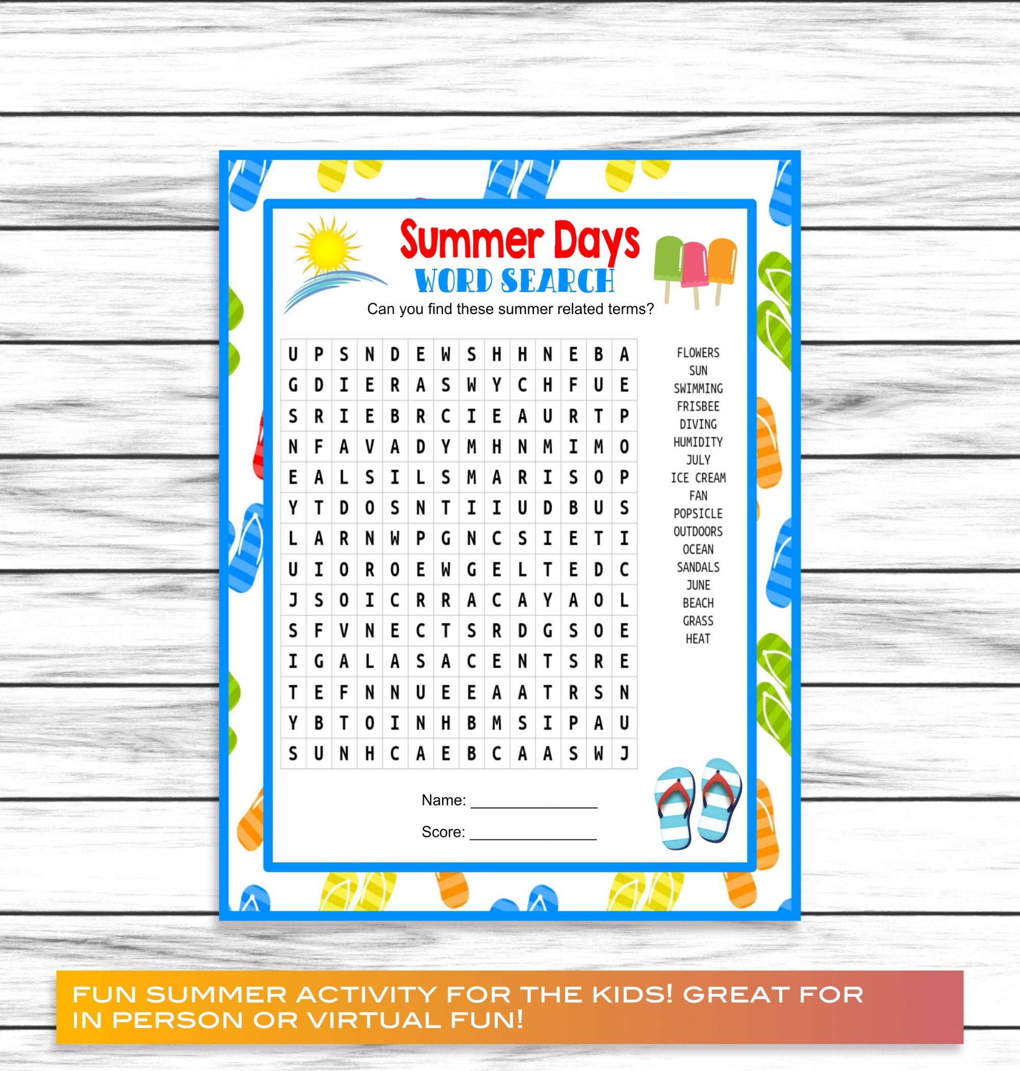 Summer Word Search Party Game Word Find Game for Adults - Etsy Canada