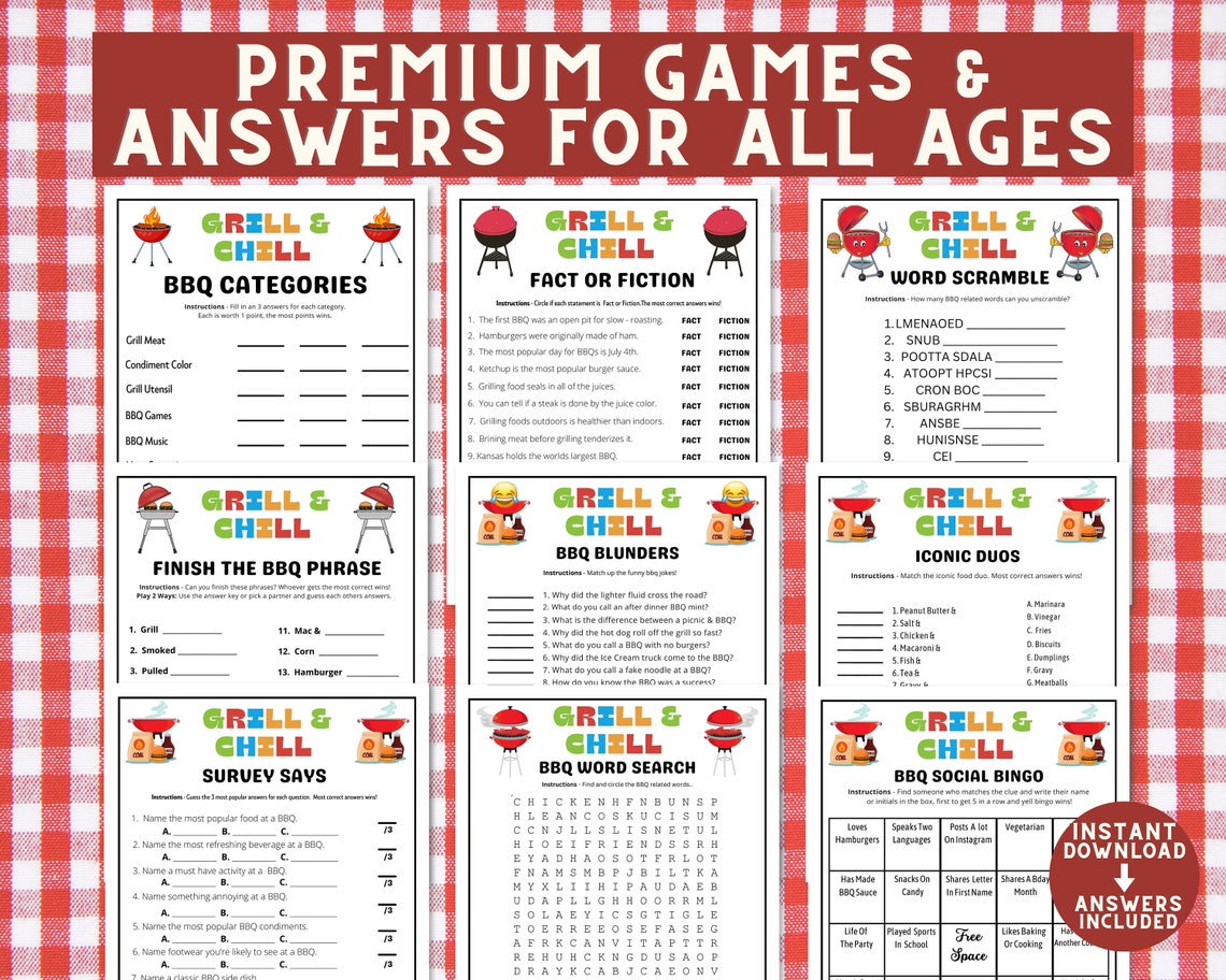 BBQ Grill & Chill Party Games for Adults Kids | I Do BBQ Shower Summer ...