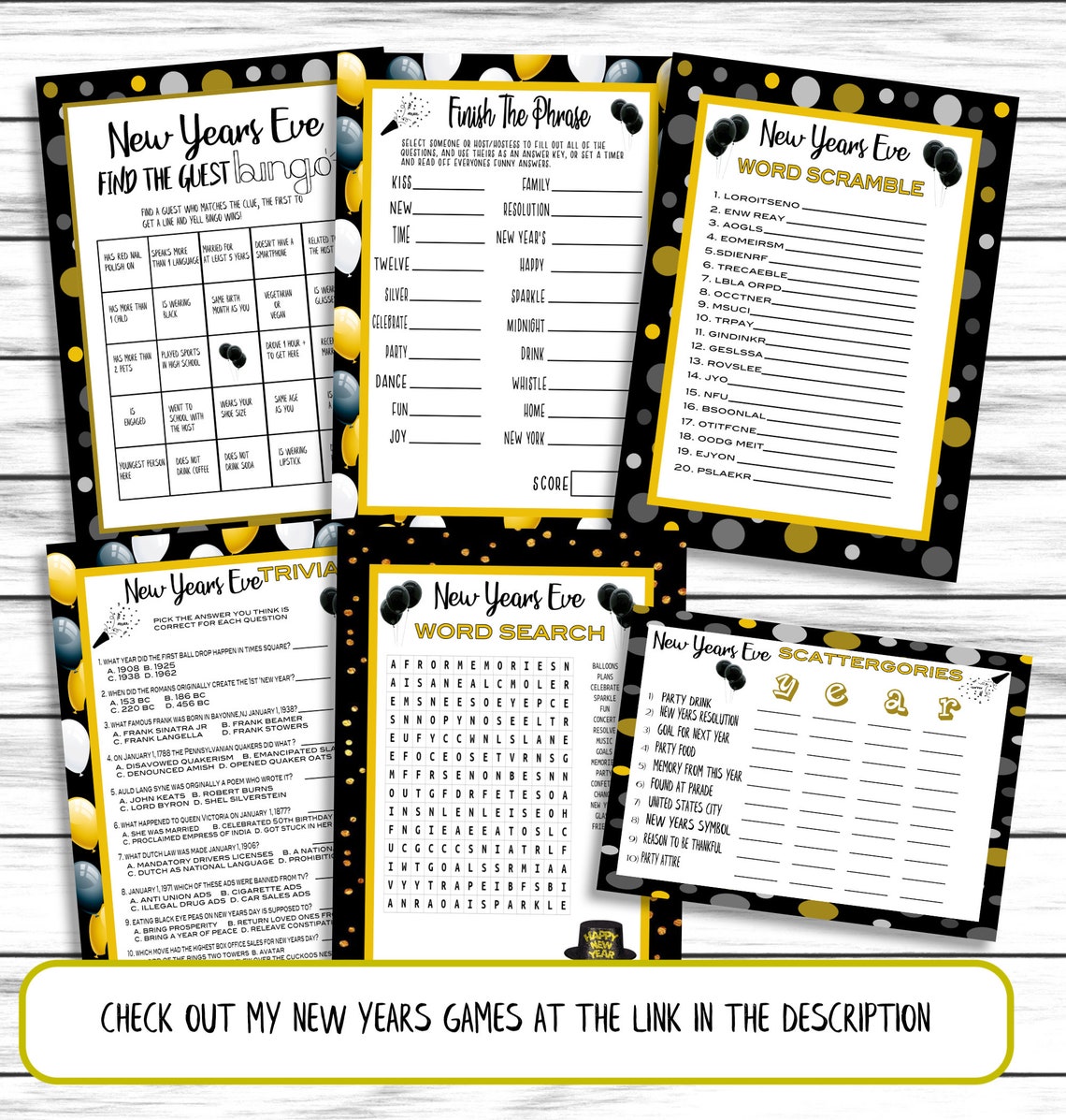 Finish the Phrase Game, New Years Game, New Years Party Activity, New ...