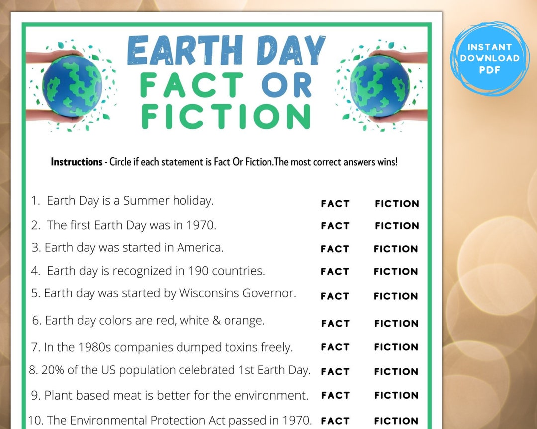 Printable Earth Day Fact or Fiction Game | Classroom Office Seniors ...