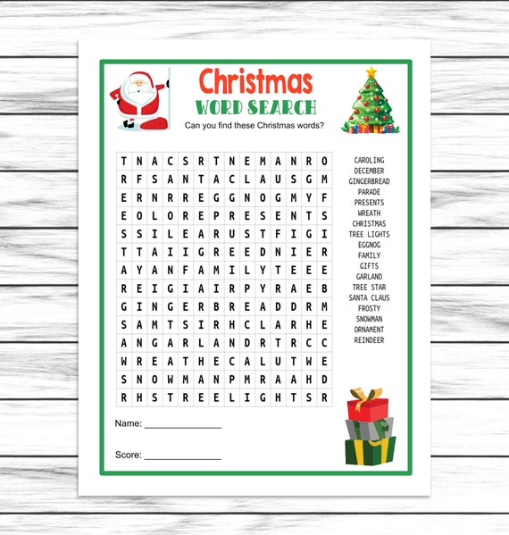Christmas Word Search Game Printable or Virtual Holiday Party | Etsy