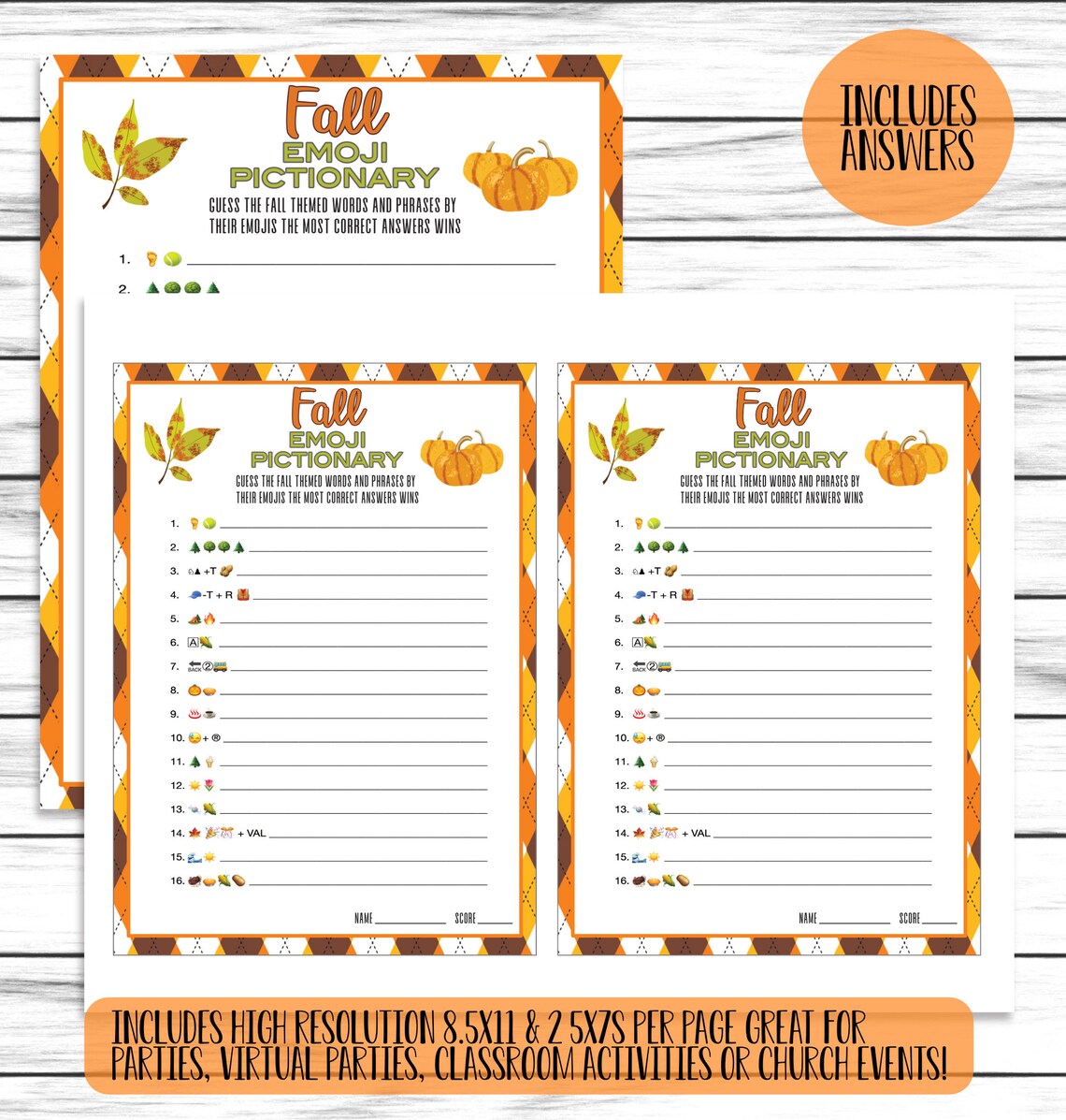 Fall Fun Games Autumn Party Games Fall Classroom Games | Etsy