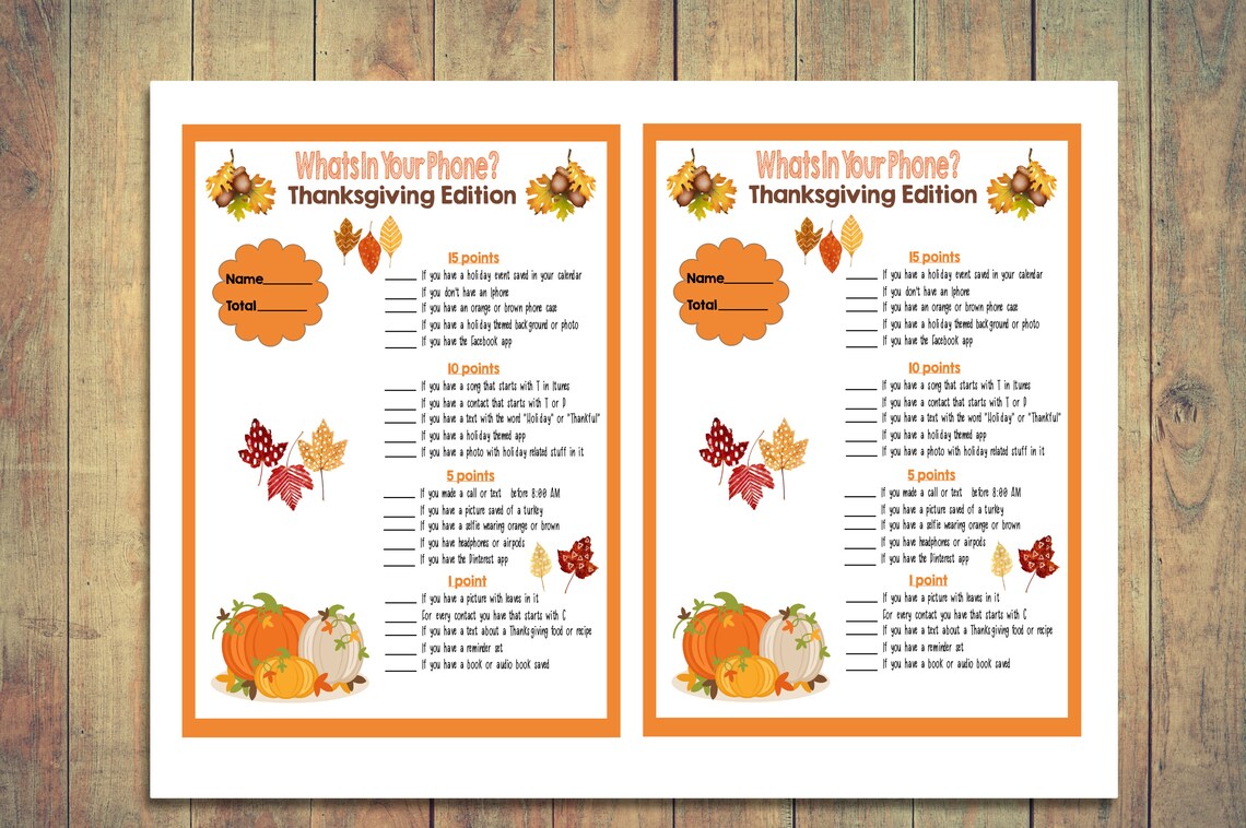 Thanksgiving Games Printable Thanksgiving Party Game Whats | Etsy