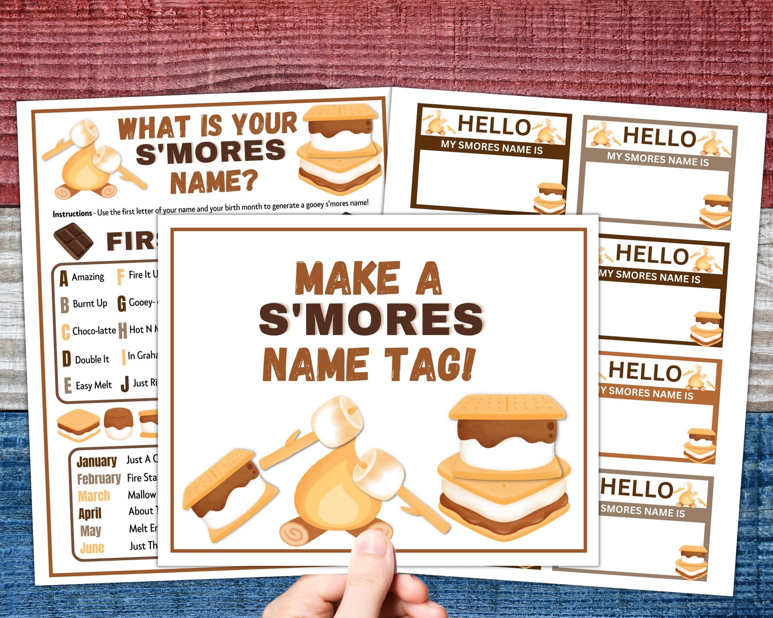 Printable Whats Your Smores Nametag Game | Camping Birthday Party Sign ...