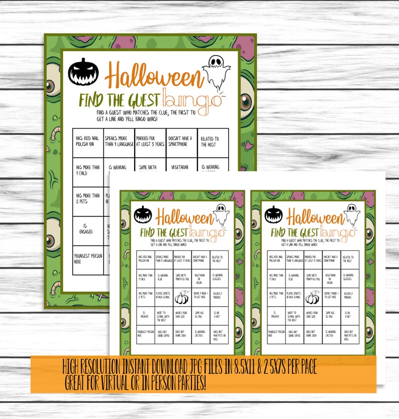 Halloween Find the Guest Bingo, Ice Breaker Party Game, for Adults Kids ...