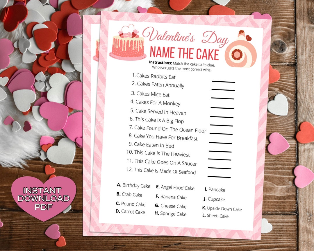Valentines Day Fun Cake Trivia Game -classroom Office Party Game for ...