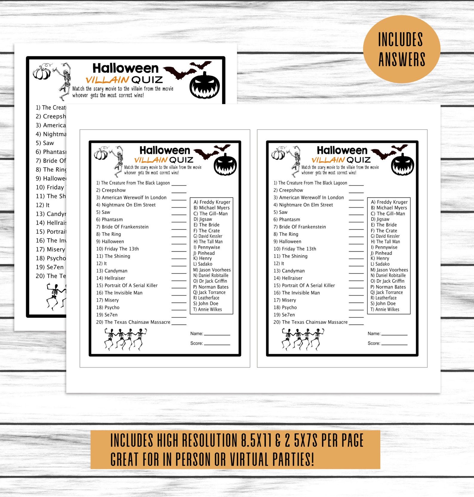 Halloween Villain Quiz Game Virtual or Printable Halloween | Etsy