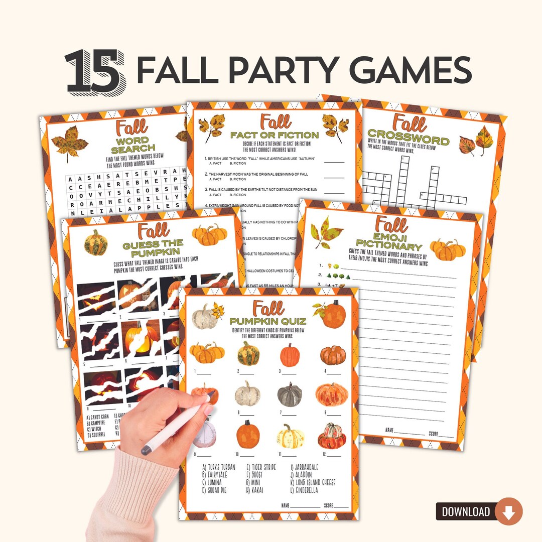 Fall Fun Games, Autumn Party Games for Classroom, Trivia, Emoji, Family ...