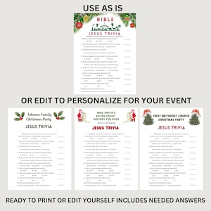 Christmas Bible Games for Church Party | Editable Holiday Nativity ...