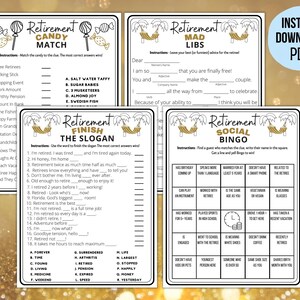 Printable Retirement Party 7 Game Bundle | Retiree Party Quizzes | Co ...