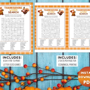 Thanksgiving Word Find Search Game, Printable Virtual Turkey Day Puzzle ...