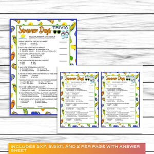 Summer Trivia Game, Party Game, Family Reunion Party Game, Summer ...