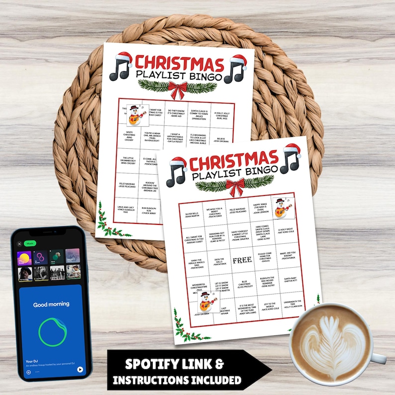 100 Christmas Music Unique Bingo Cards | Holiday Hits Song Game With ...
