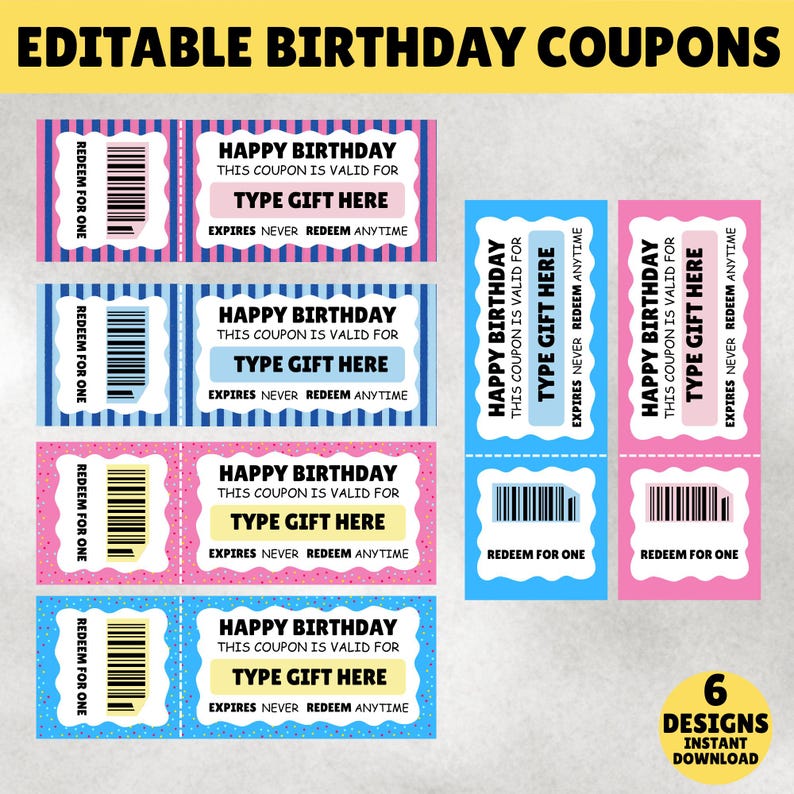Happy Birthday Coupon Editable Canva Template | Bday Gift Certificate ...