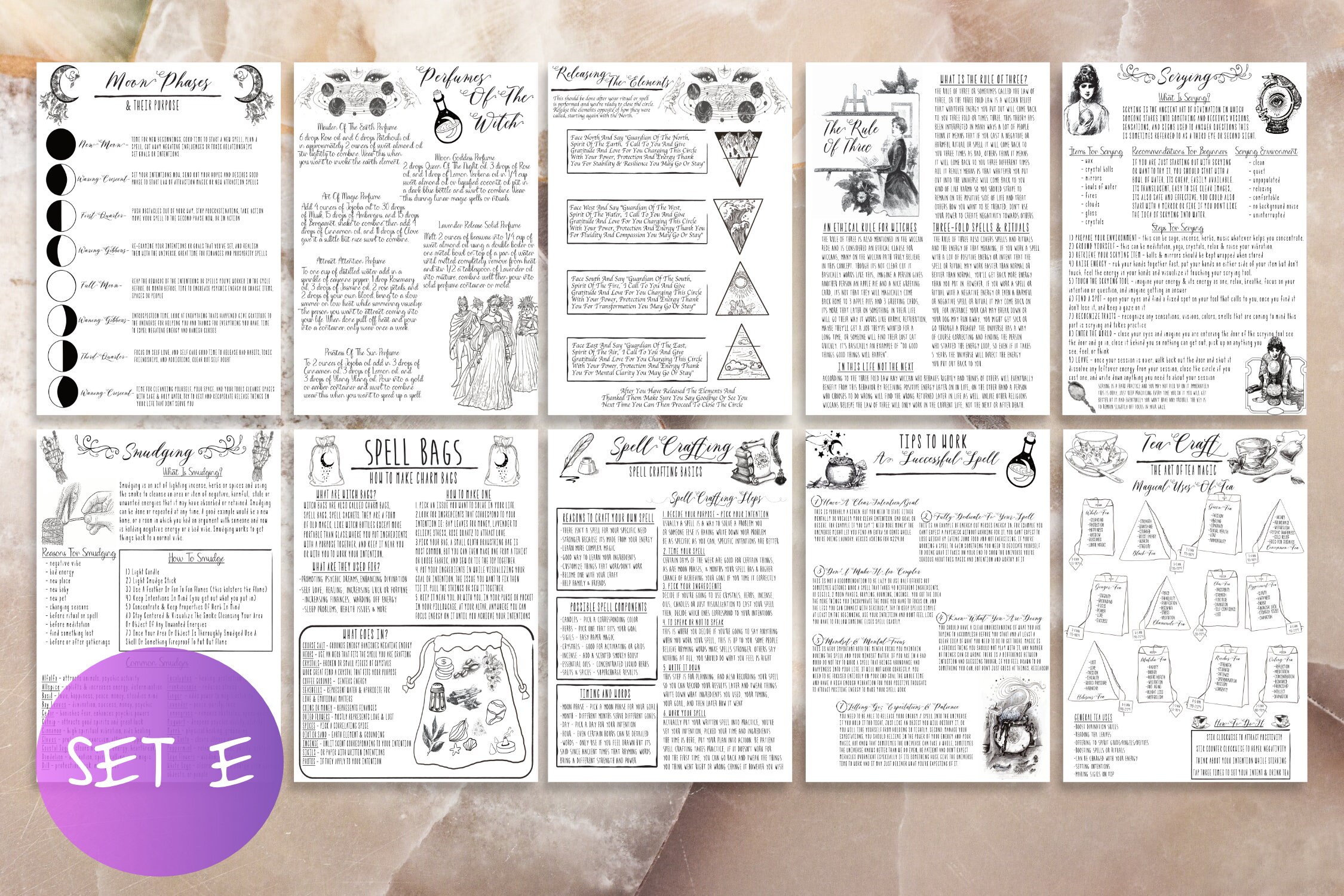 60 Pages Witchcraft Basics Book of Shadows Pages Printable Set, Magic ...