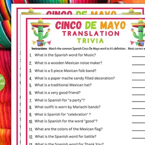 Printable Cinco De Mayo Spanish Trivia Game | Quiz for Kids & Adults ...