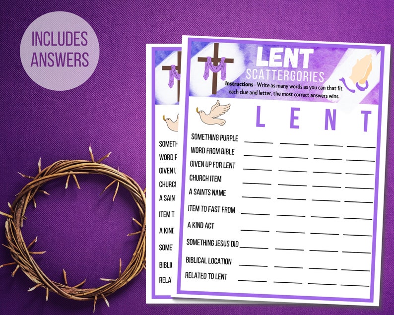 Printable Lent Party Games Set Kids Lenten Party Activities - Etsy