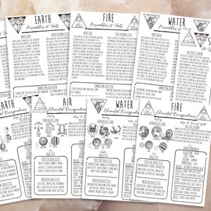 Elements Book of Shadows Pages,witch Reference Pages, Basic Witchcraft ...