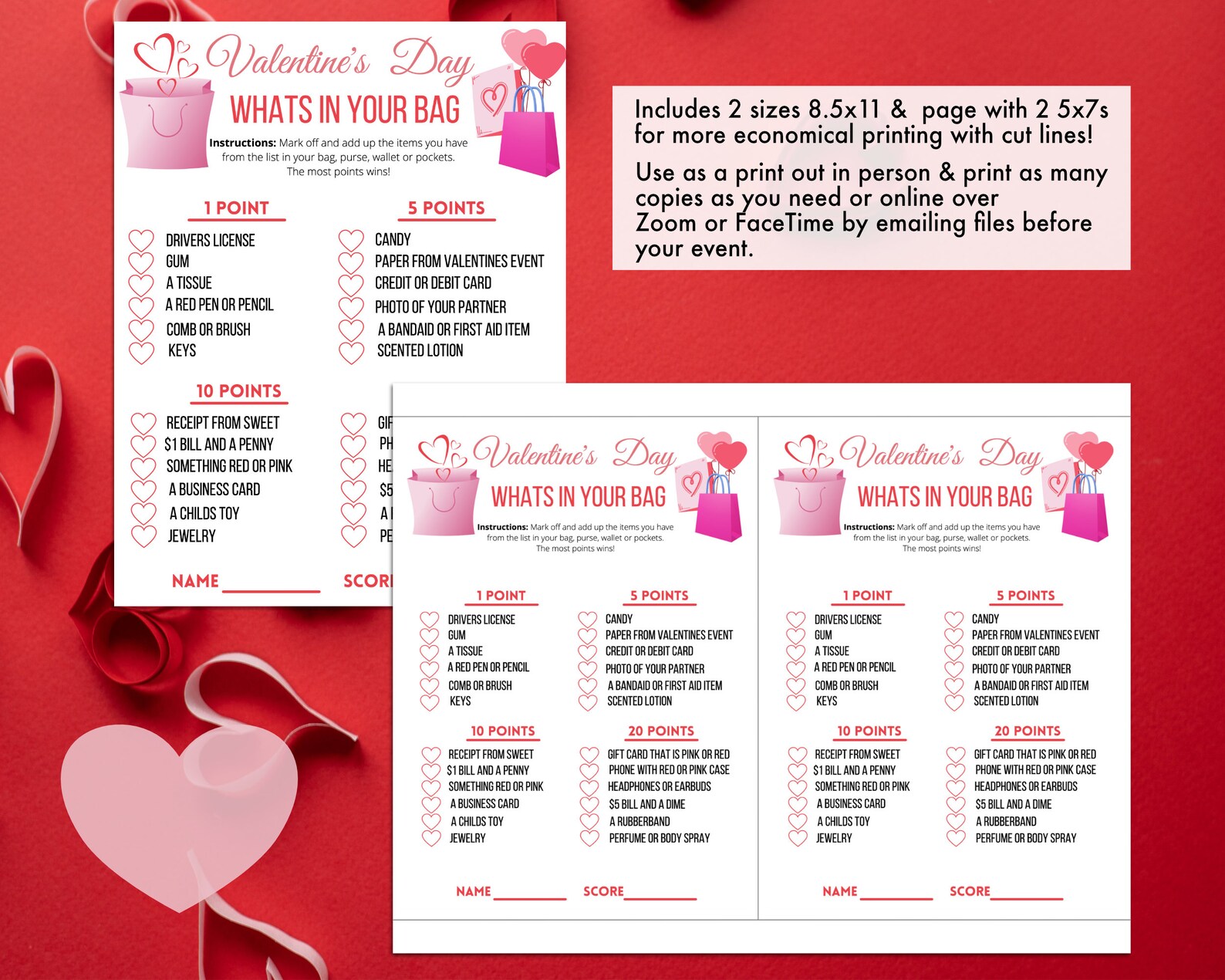 Valentines Day Whats in Your Bag Game Virtual or Printable - Etsy