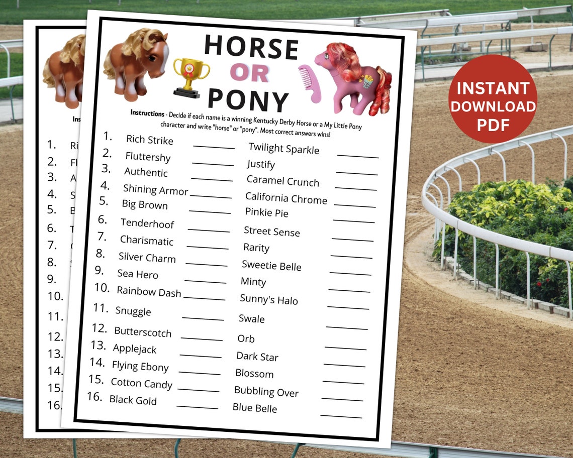 Kentucky Derby Horse or Pony Trivia Game | Triple Crown Party Activity ...