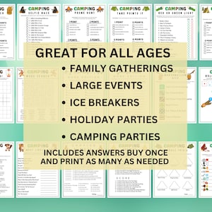 Printable Editable Camping Games Bundle for Kids & Adults | Family ...