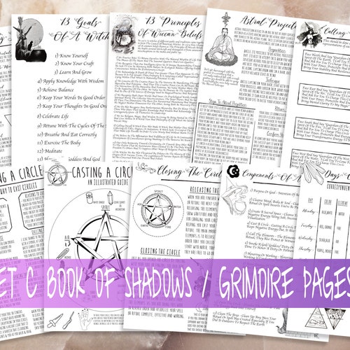 Basic Witchcraft Grimoire Printable Pages Book of Shadows - Etsy