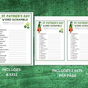 St Patricks Day Word Scramble | St Paddys Day Game | St Patricks Day ...