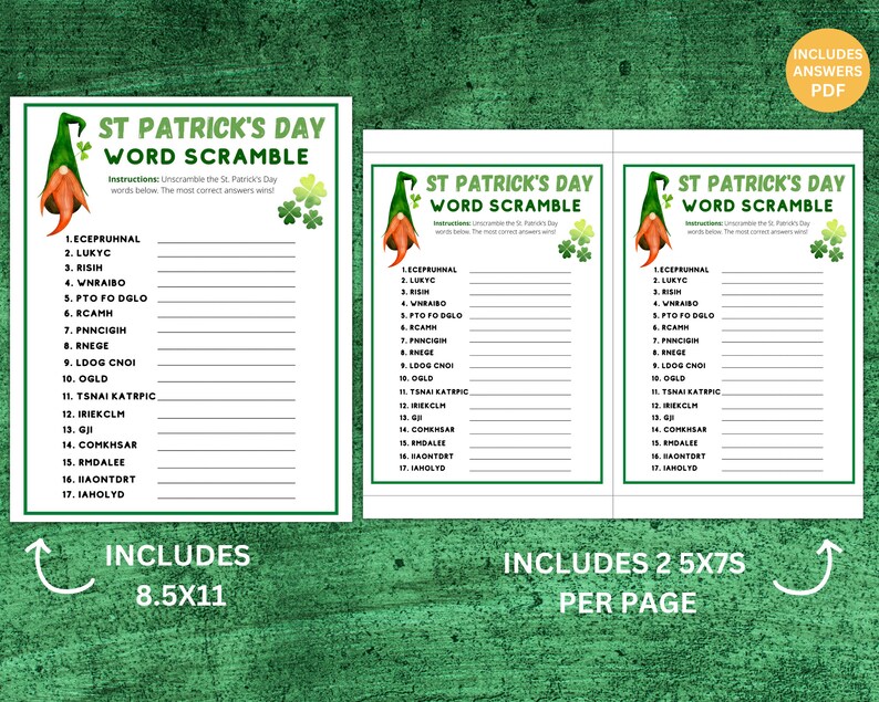 St Patricks Day Word Scramble St Paddys Day Game St - Etsy