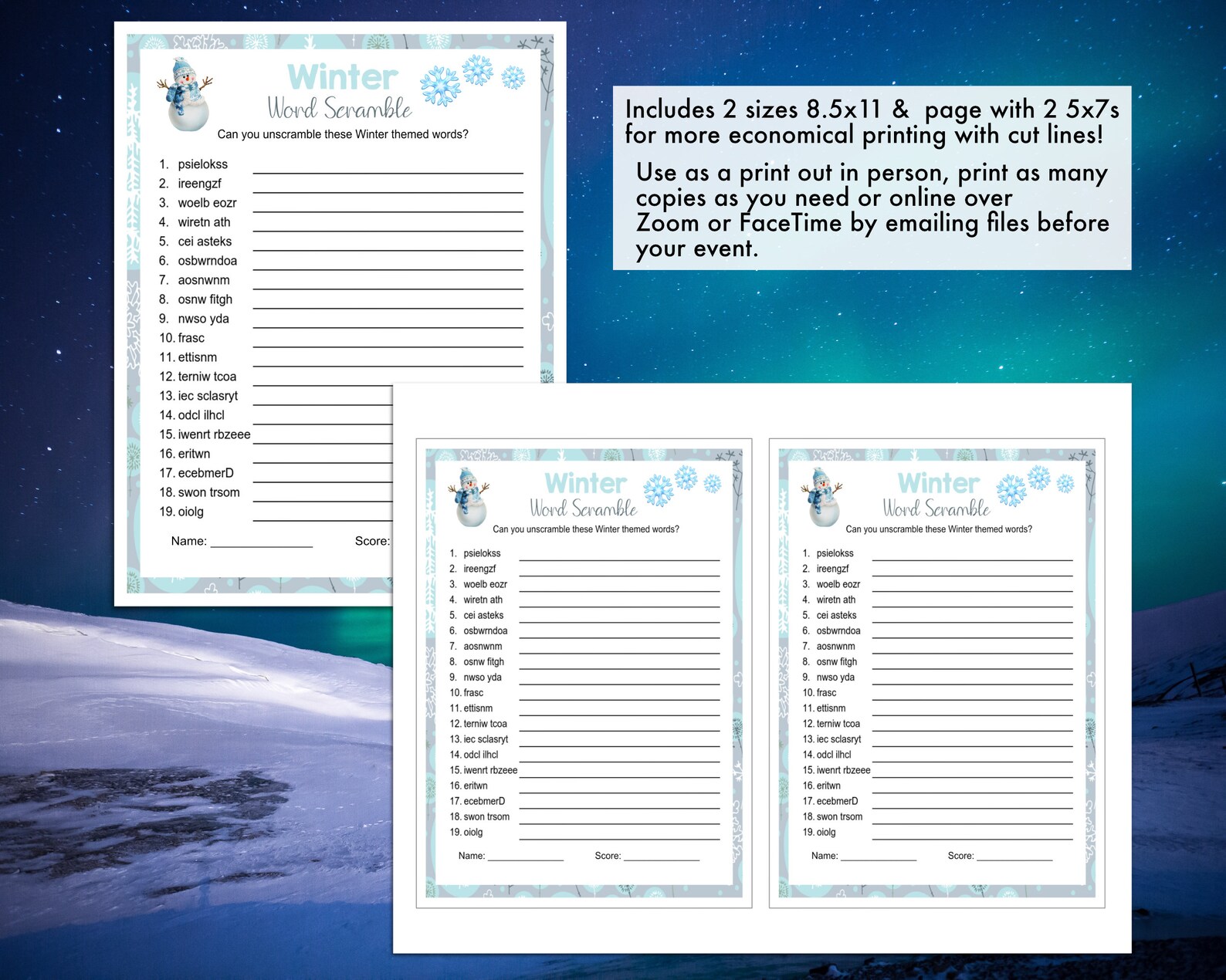 Winter Word Scramble Party Game for Adults Kids Classroom - Etsy UK