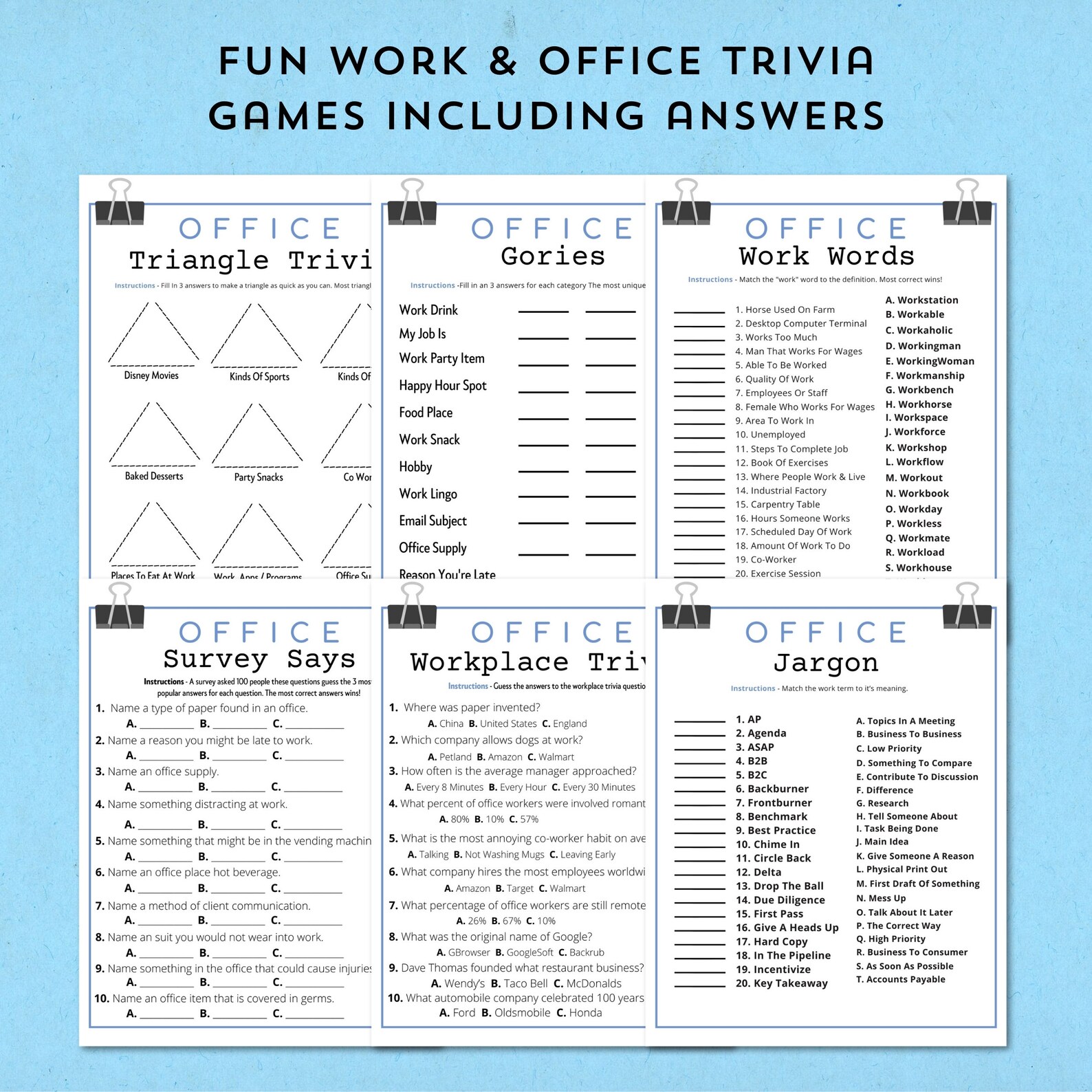 Office Party Mega Editable Bundle Printable Games for Employee ...