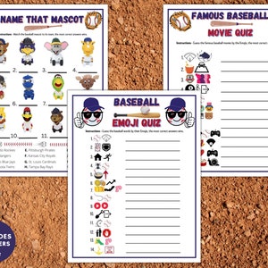 Printable Baseball Team Party Games Bundle | World Series MLB Quizzes ...