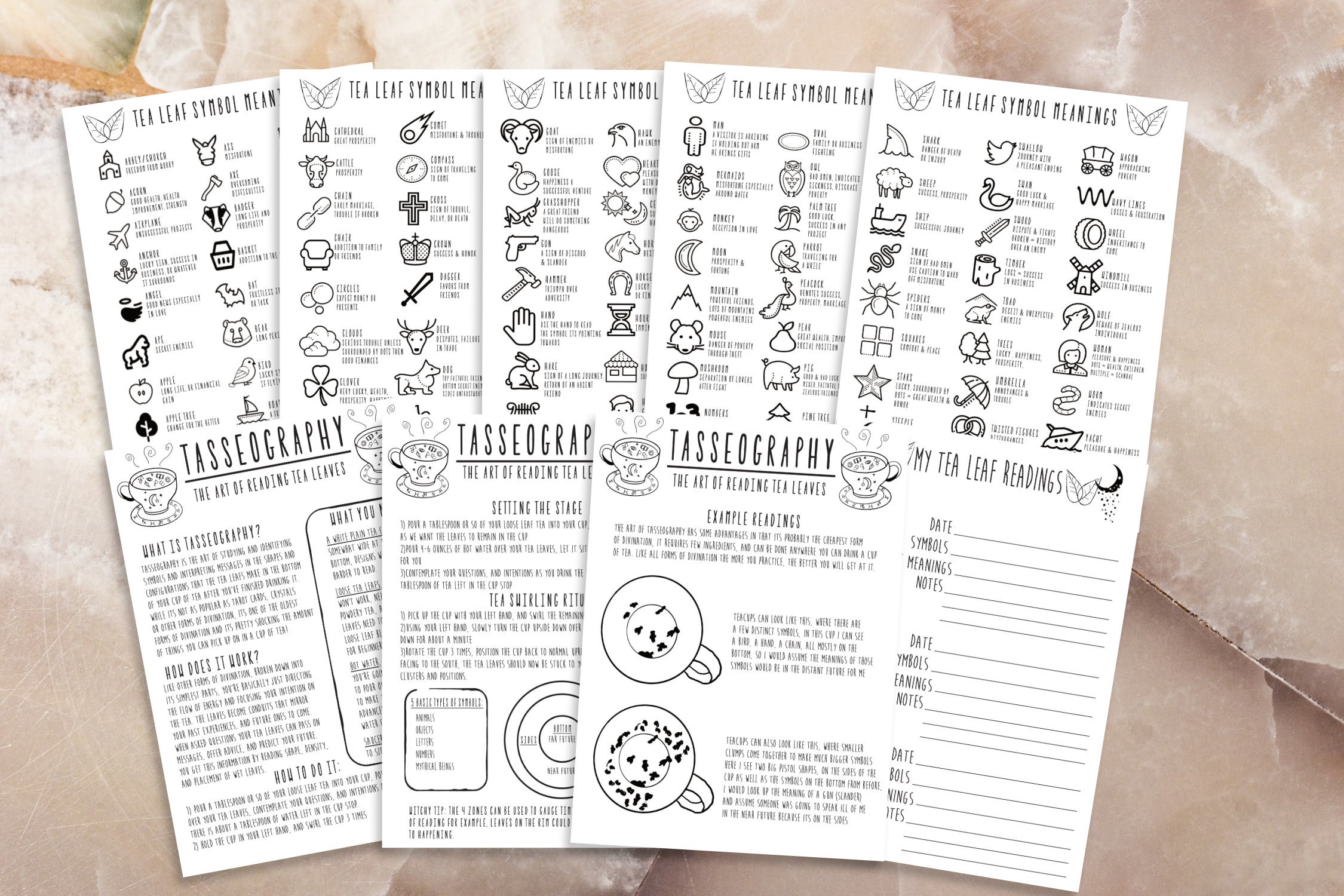 Tea Leaf Reading Book of Shadows Pages, Tasseography Reference Guide ...