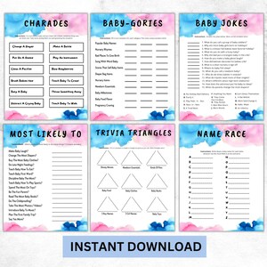Editable Gender Reveal Games Bundle | Gender Reveal Party Ideas | Blue Pink Gender Reveal ...