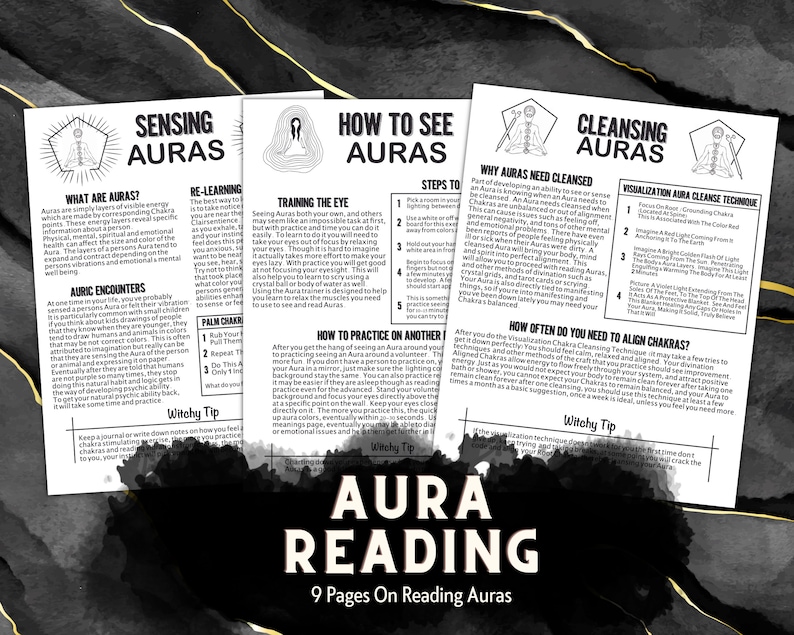 Auras Book of Shadows Pages | Witch Supplies Reference Sheets | How to ...