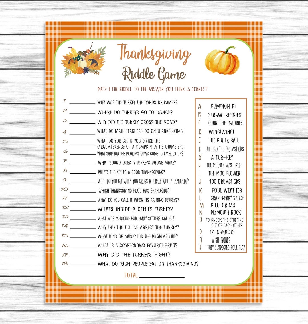 Thanksgiving Game, Printable Thanksgiving Riddle Game, Kid Thanksgiving ...