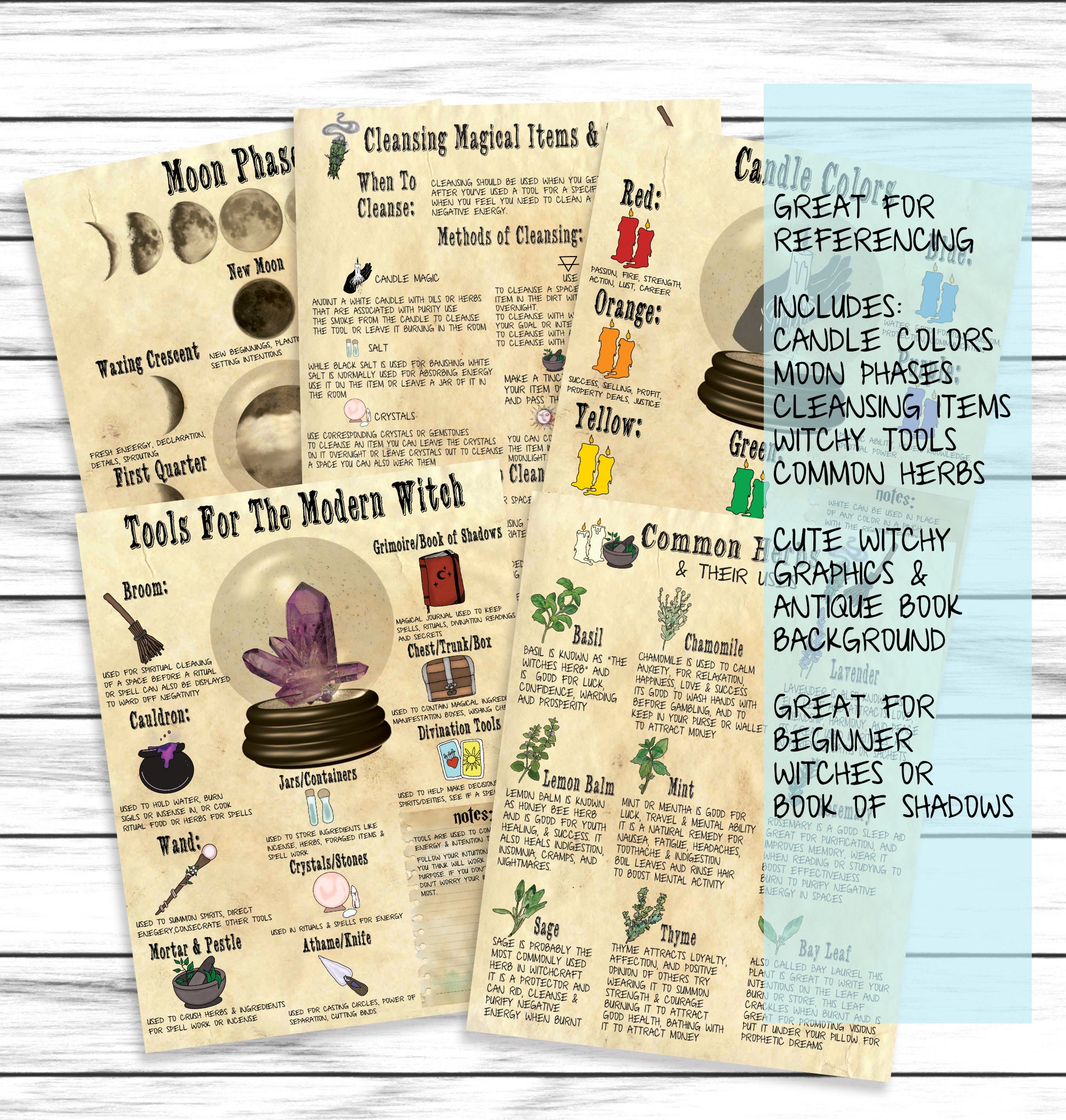 Basic Witchcraft Grimoire Printable Pages Book of Shadows | Etsy