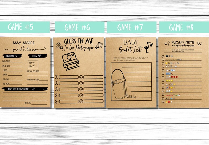 Cheap Baby Shower Game Set Rustic Shower Games for Baby - Etsy