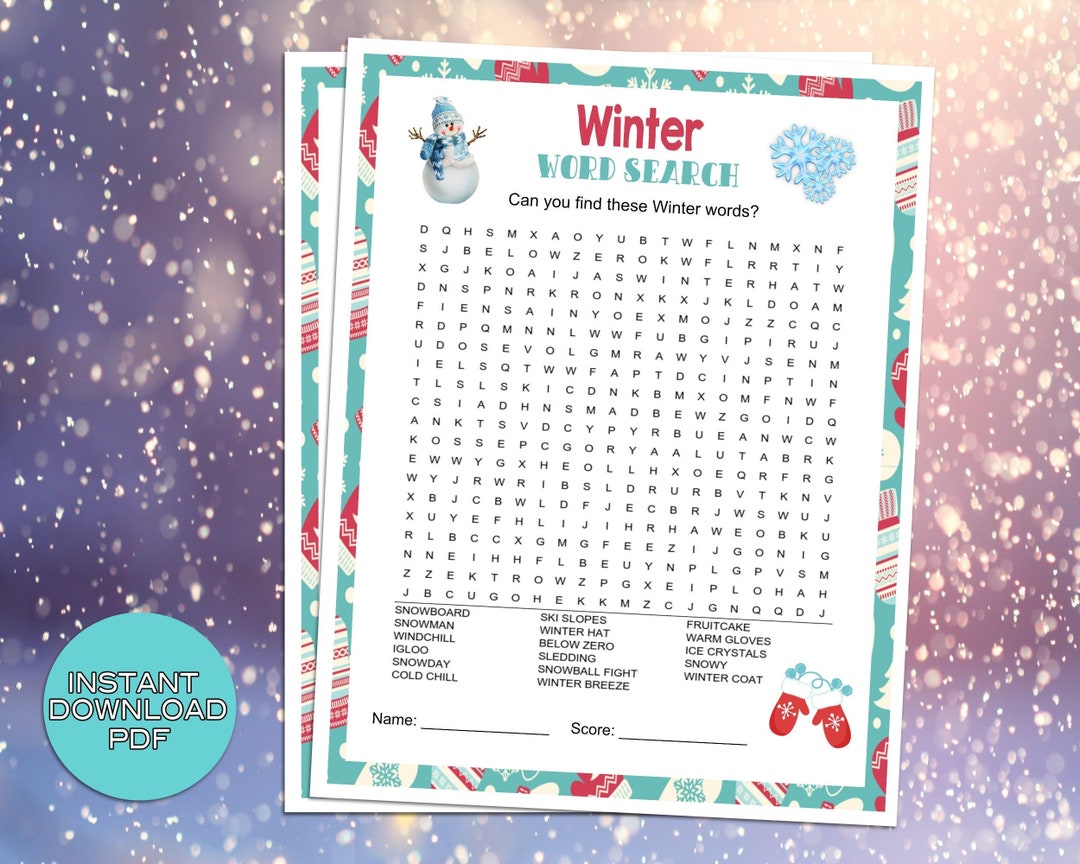 Winter Word Search Find Party Game for Adults Kids - Etsy
