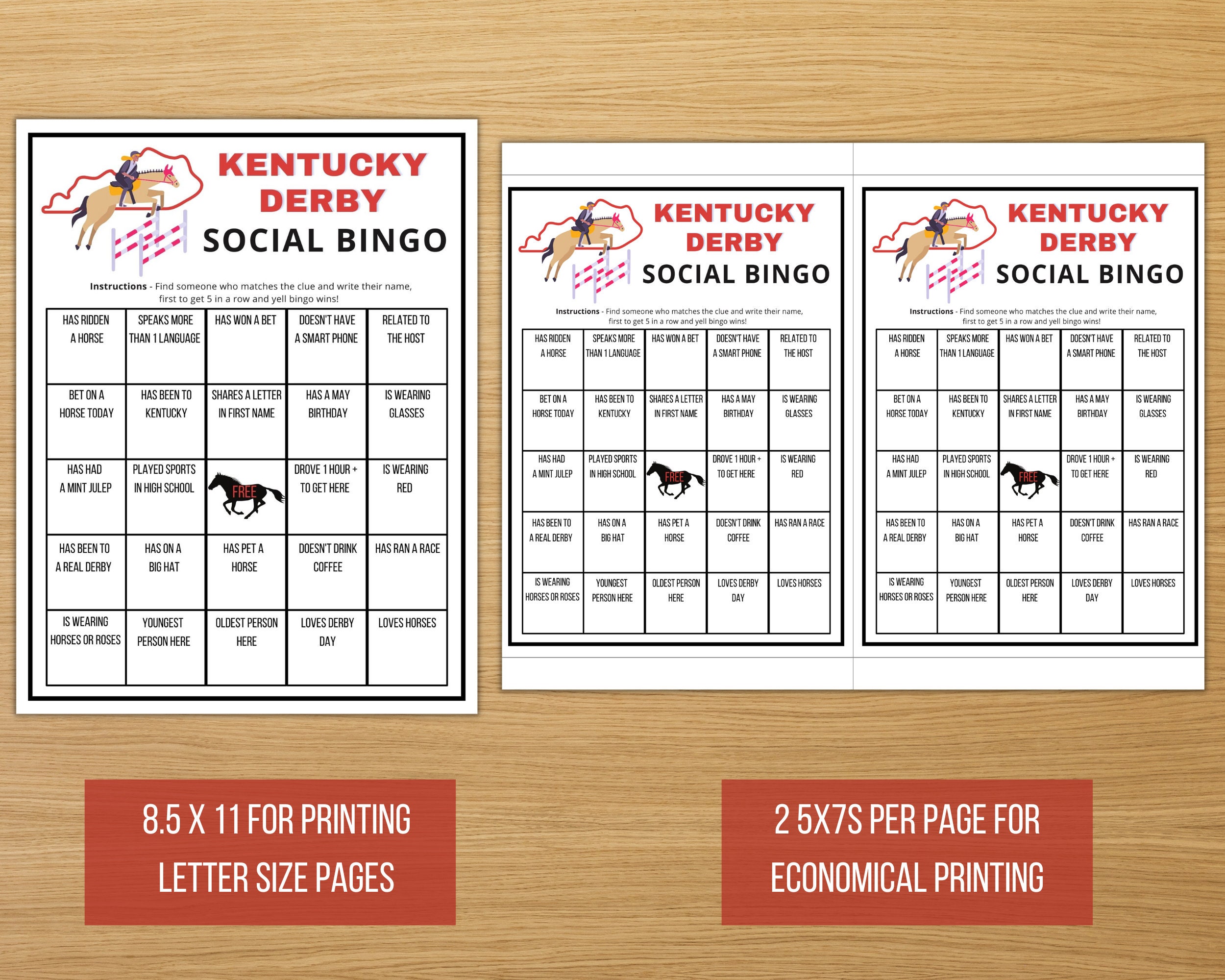 Kentucky Derby Find the Guest Bingo Game | Triple Crown Party Idea ...