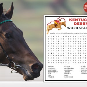 Kentucky Derby Word Search Find Game | Derby Party Quiz for Adults Kids ...