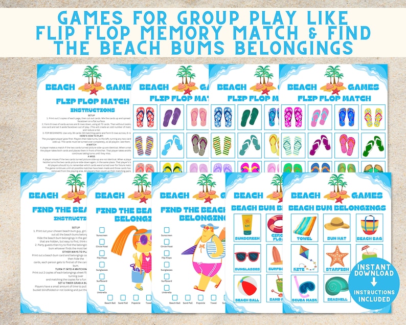 Printable Beach Games & Answers | Ocean Party Games for Kids and Adults ...