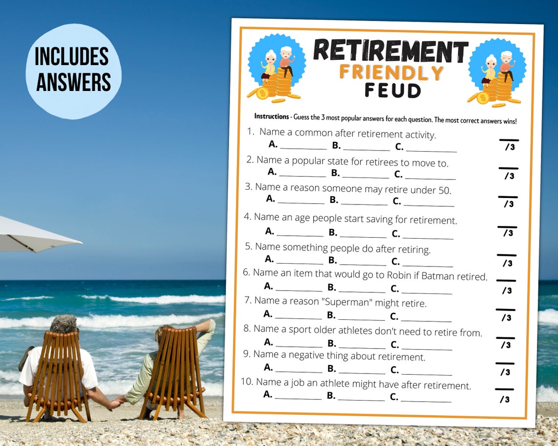Retirement Party Game | Retirement Trivia Game | Fun Friendly Feud ...