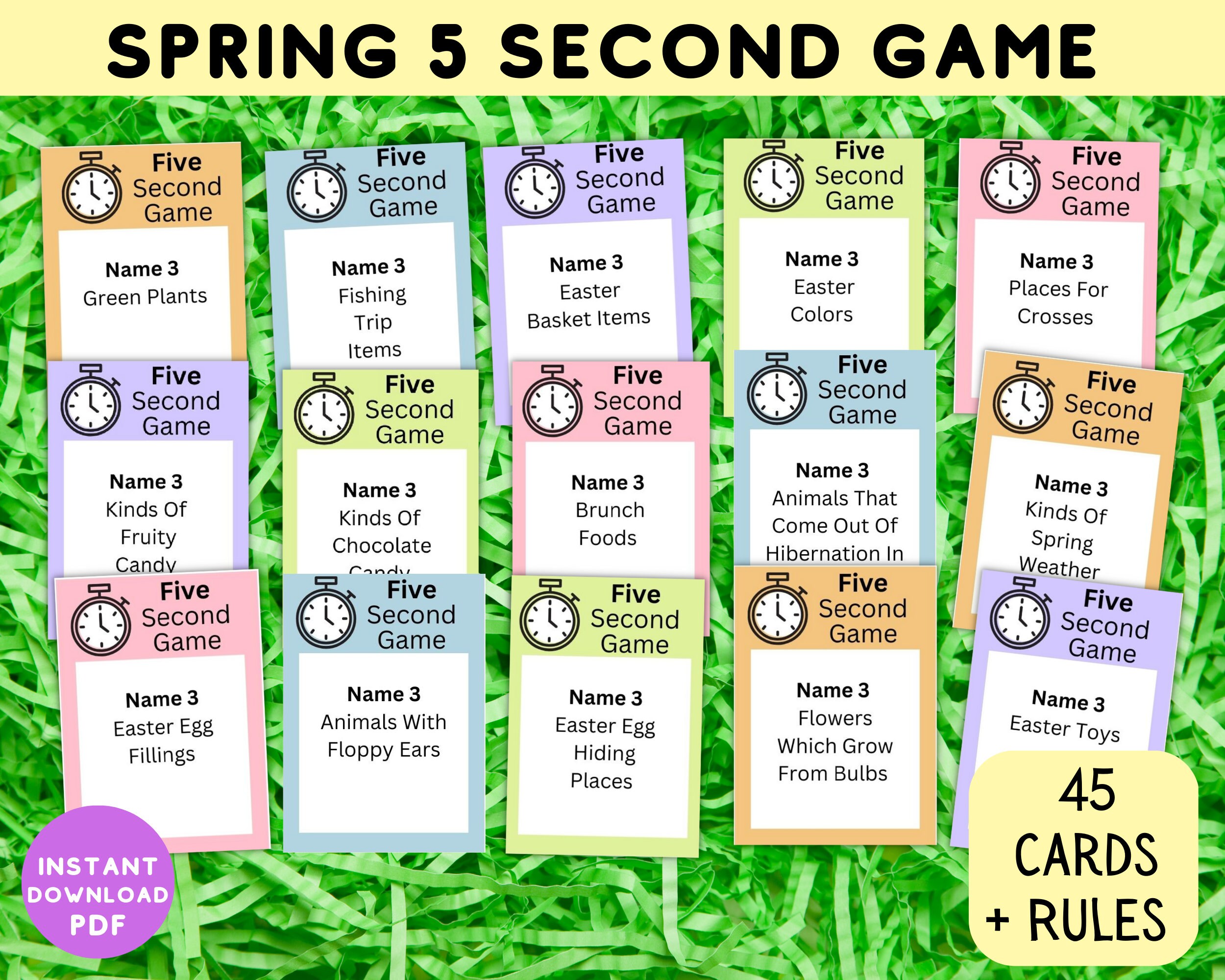 Printable Spring Think Fast Game | Easter Activity for Kids Adults ...