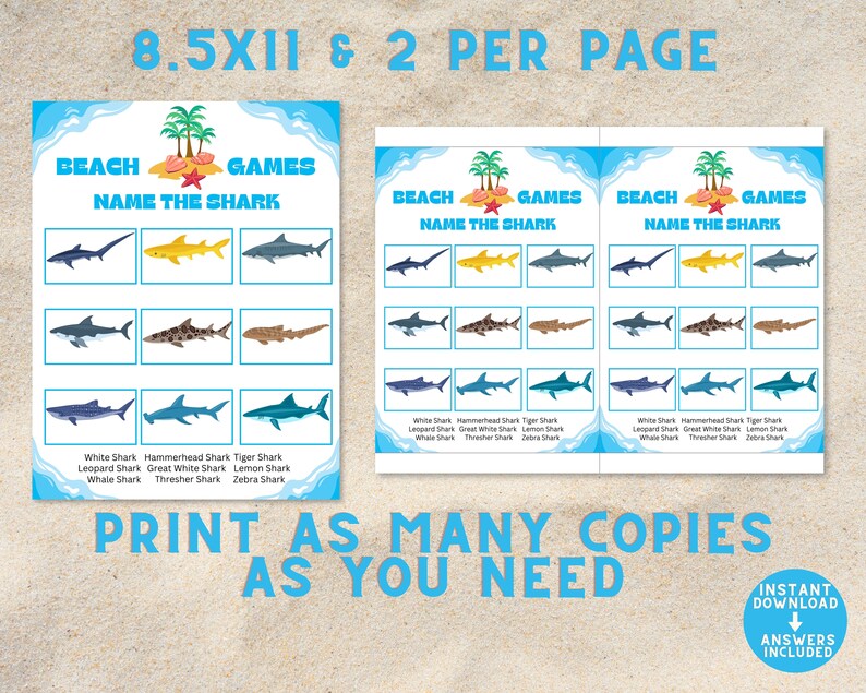 Printable Beach Games & Answers | Ocean Party Games for Kids and Adults ...