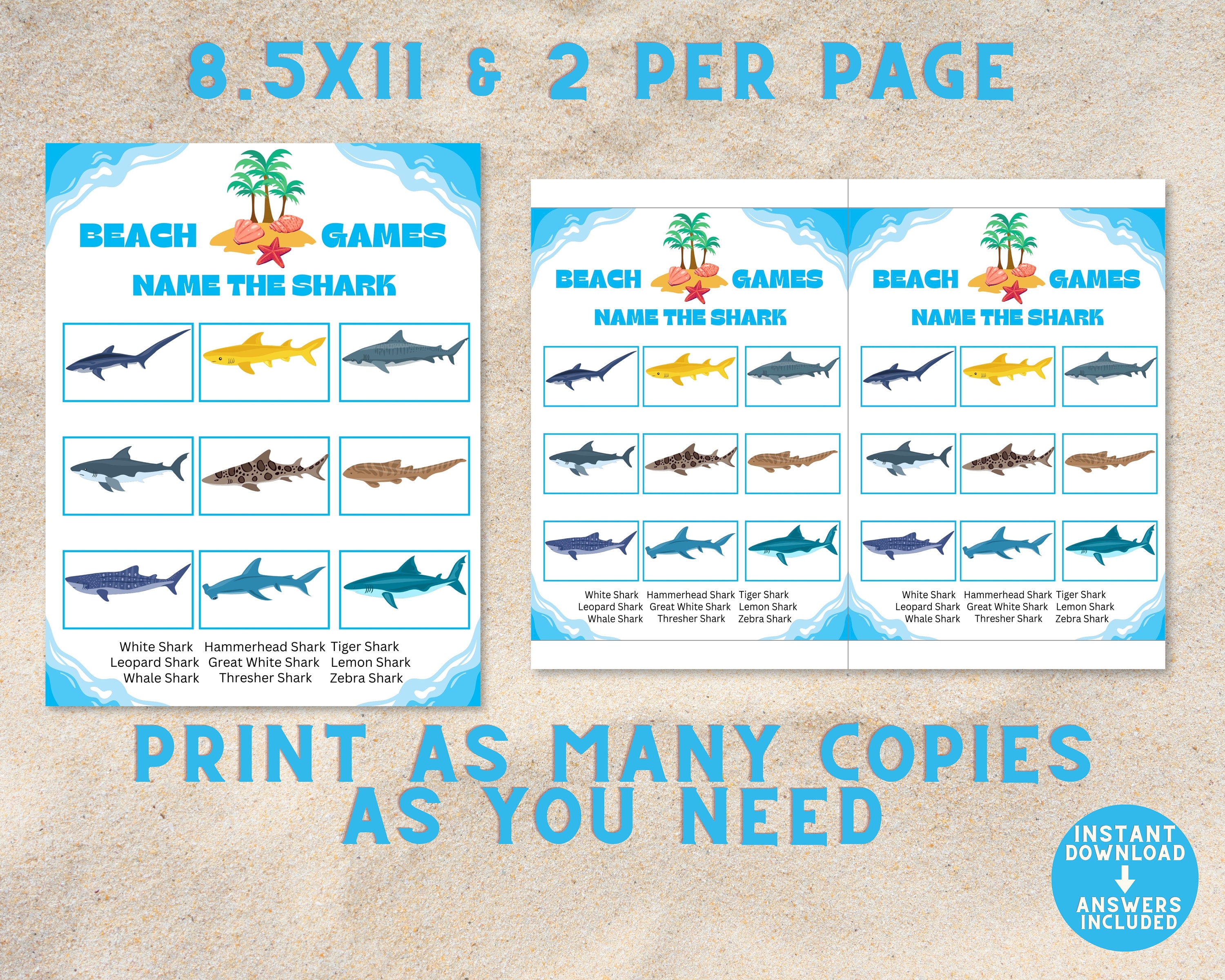 Printable Beach Games & Answers | Ocean Party Games for Kids and Adults ...