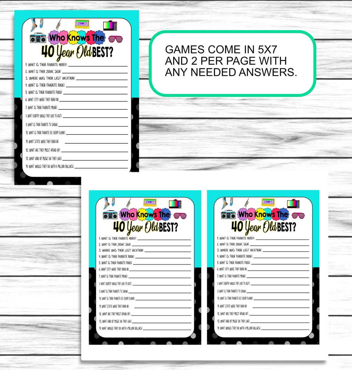 40th Birthday Party Games How Well Do You Know the 40 Year - Etsy