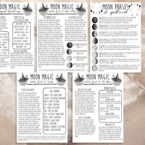 Moon Magic Book of Shadows Pages, Witch Supplies Tools Reference Pages ...