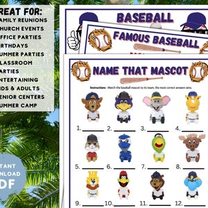 Printable Baseball Team Party Games Bundle | World Series MLB Quizzes ...